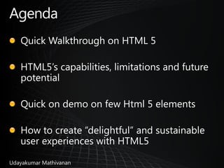Html5 Exploring -- by Udayakumar Mathivanan | PPT