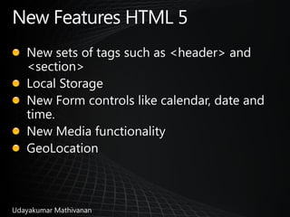 Html5 Exploring -- by Udayakumar Mathivanan | PPT