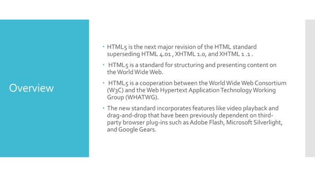 Html5 overview | PPT