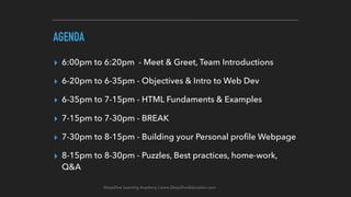 HTML5 - Web Development Fundaments Part 1 - DeepDive Learning Academy | PPT