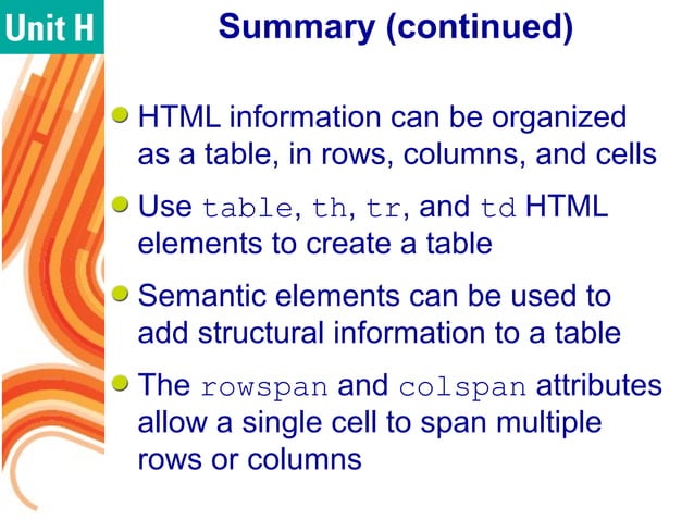 Organizing Content with Lists and Tables | PPT