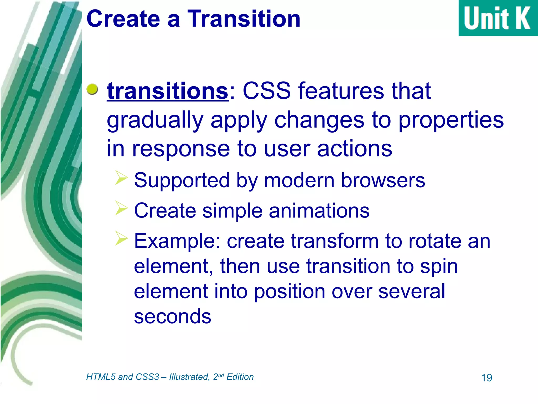 Creating Visual Effects and Animation | PPT | Web Design and HTML | Internet