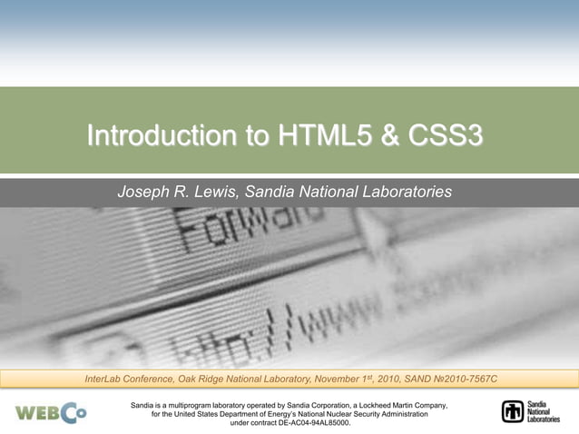 Introduction to HTML5 and CSS3 (revised) | PPTX