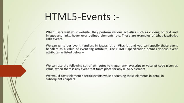 Html5 events | PPTX