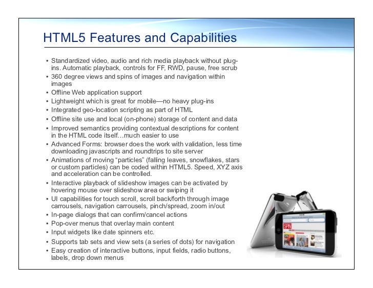 Product: HTML5 features & capabilities
