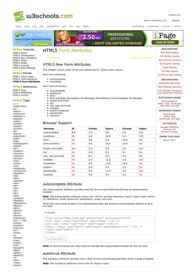 Html5 form attributes | PDF
