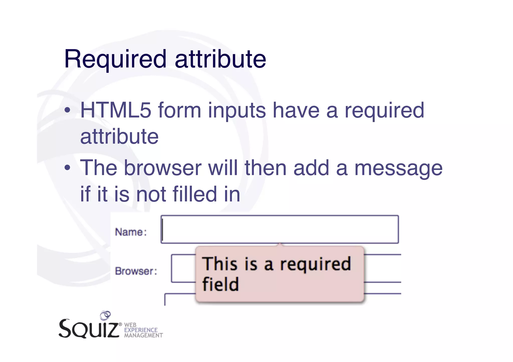 Html5 Forms in Squiz Matrix - Dave Letorey | PPT