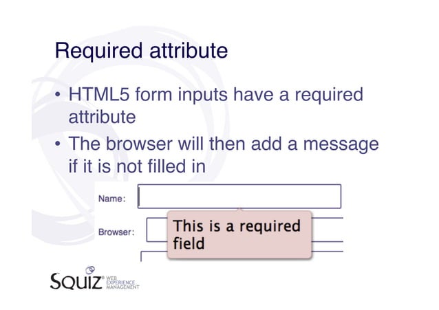 Html5 Forms in Squiz Matrix - Dave Letorey | PPT
