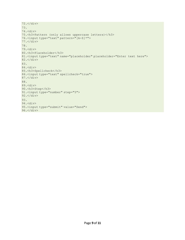 Html5 forms input types | PDF