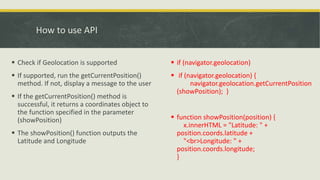 Html 5 geolocation api | PPTX | Web Development | Internet