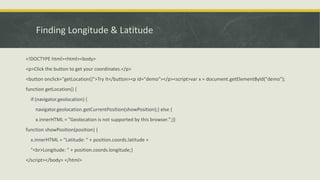 Html 5 geolocation api | PPTX | Web Development | Internet