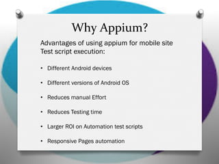 [@NaukriEngineering] Mobile Web app scripts execution using Appium | PPT