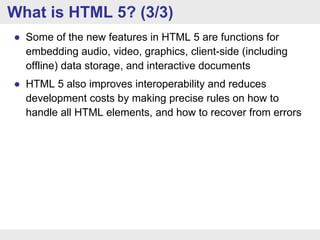 HTML 5 Overview | PPT | Web Design and HTML | Internet
