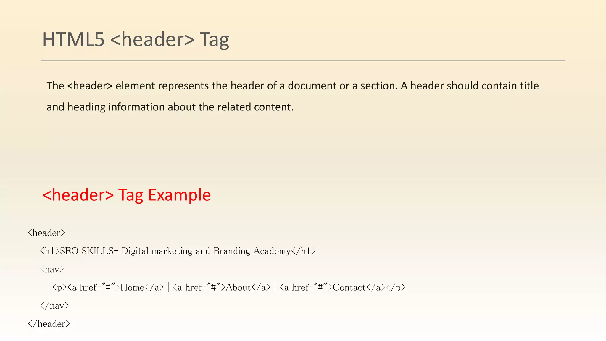 Html5 structure tags | PPTX