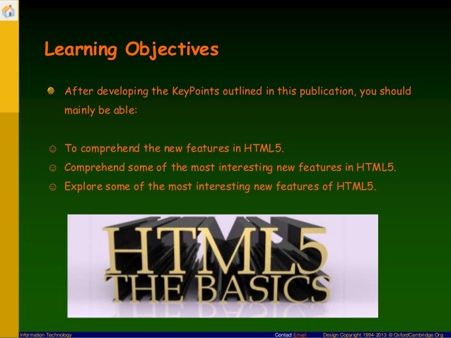 HTML5 Tutorial Outline