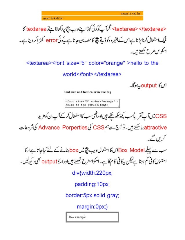 Html and css in urdu by muhammad danish irshad | PDF