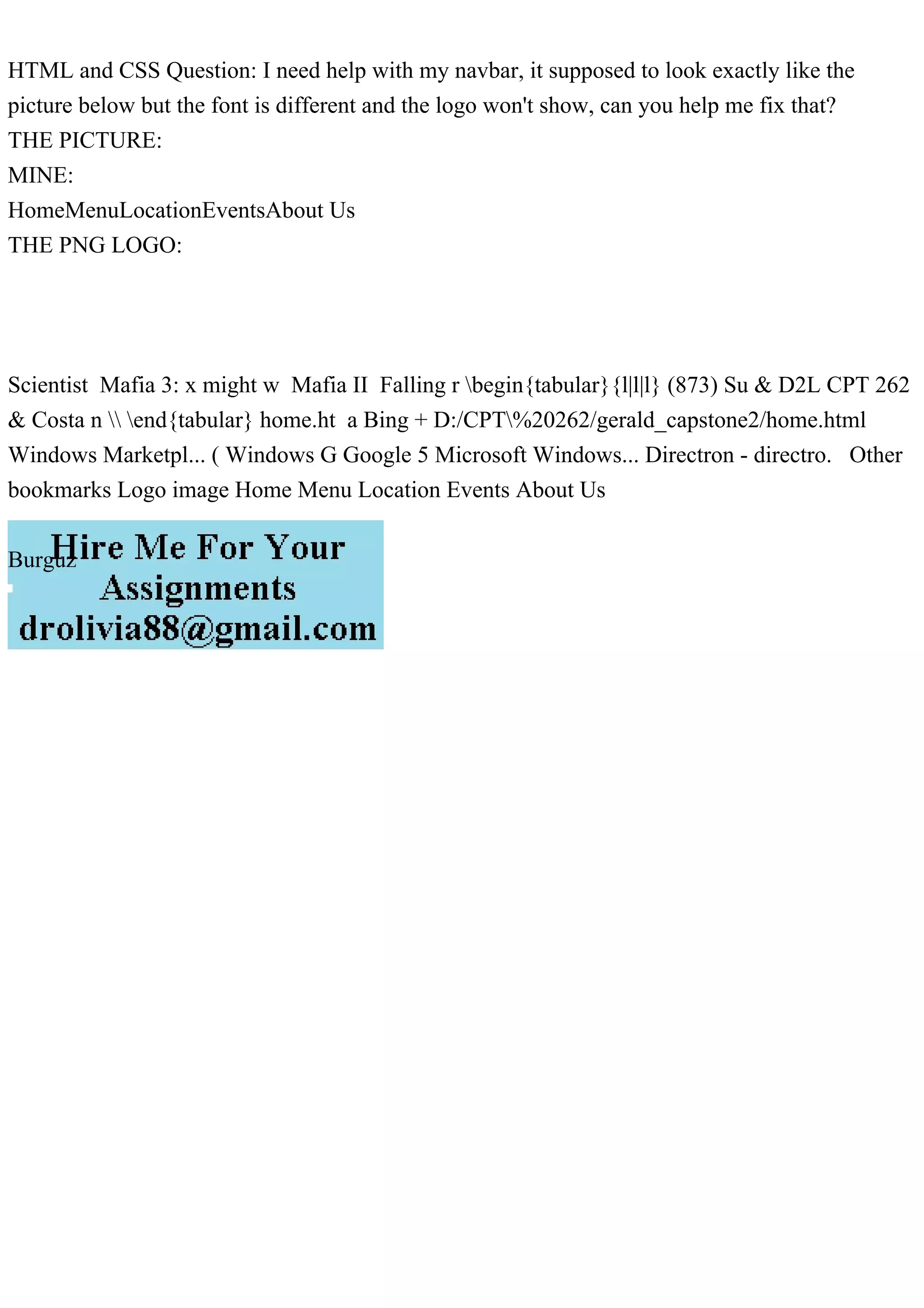 Html And Css Question I Need Help With My Navbar It Supposed To Lopdf