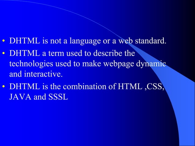 Html and dhtml | PPTX | Web Design and HTML | Internet