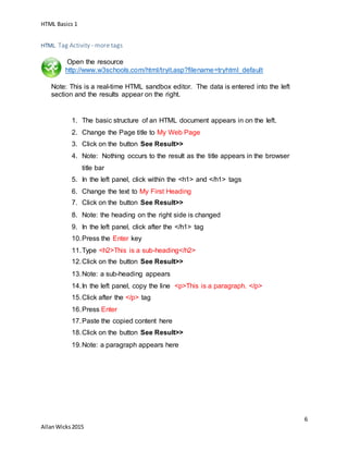 HTML Basics 1 workshop | PDF