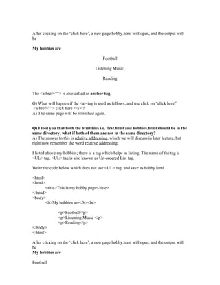 Html basics 4 anchor list | PDF