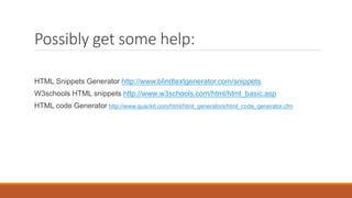 HTML Basics 1 workshop | PPT