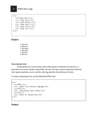 HTML Basic Tags PDF by CodeHim | PDF