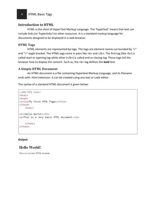 HTML Basic Tags PDF by CodeHim | PDF