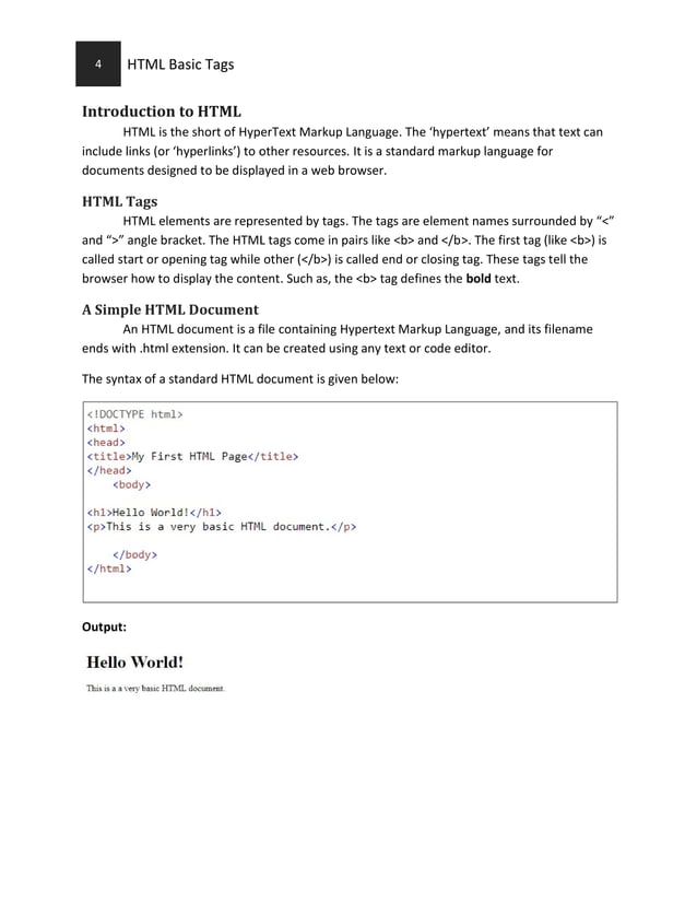 HTML Basic Tags PDF by CodeHim | PDF