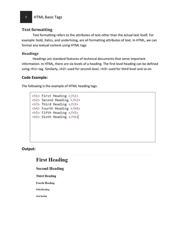 HTML Basic Tags PDF by CodeHim | PDF