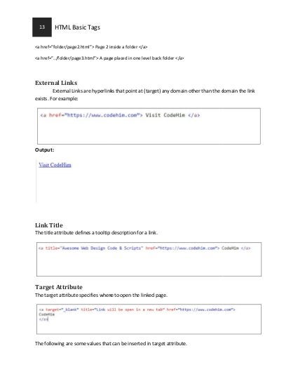 HTML Basic Tags PDF by CodeHim
