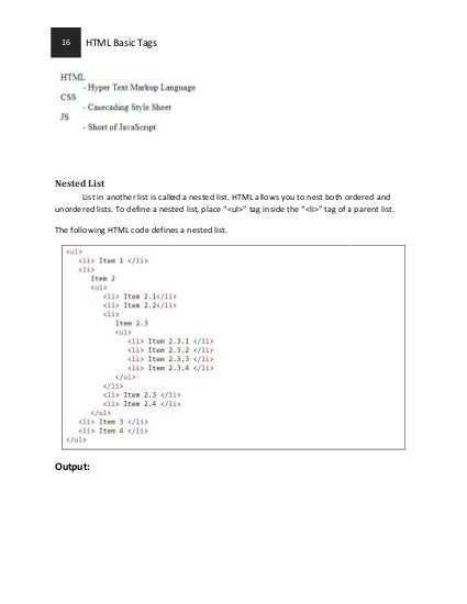 HTML Basic Tags PDF by CodeHim