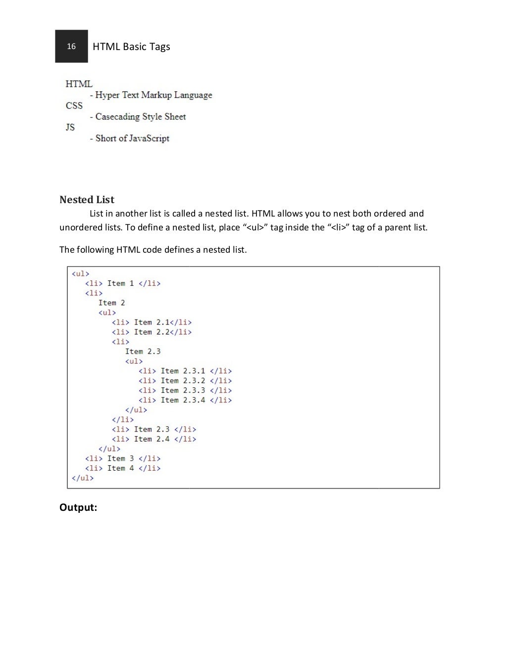 HTML Basic Tags PDF by CodeHim