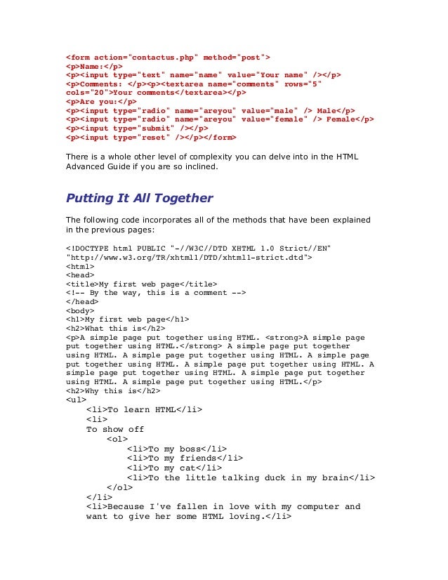 Html Beginners Tutorial