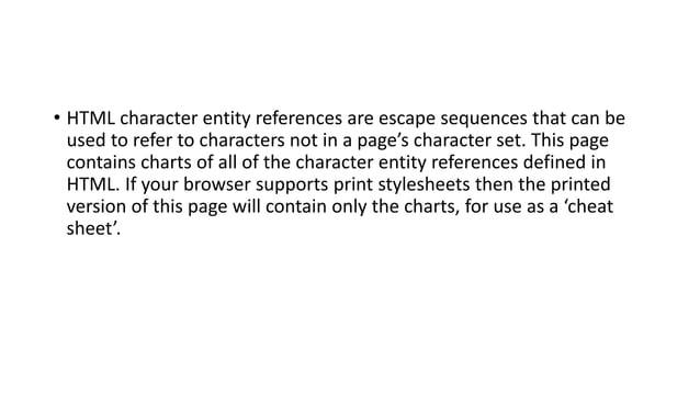 Html character entities | PPT