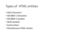 Html character entities | PPT