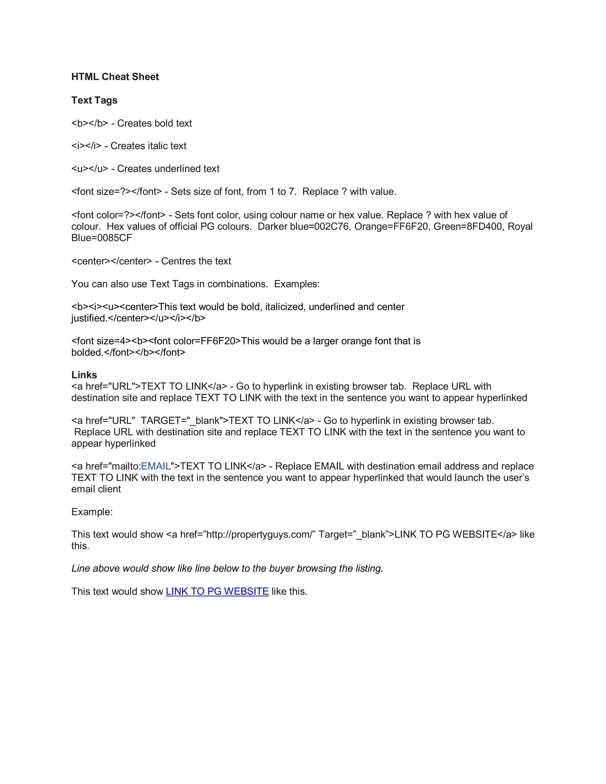 Html cheat sheet | PDF | Web Design and HTML | Internet