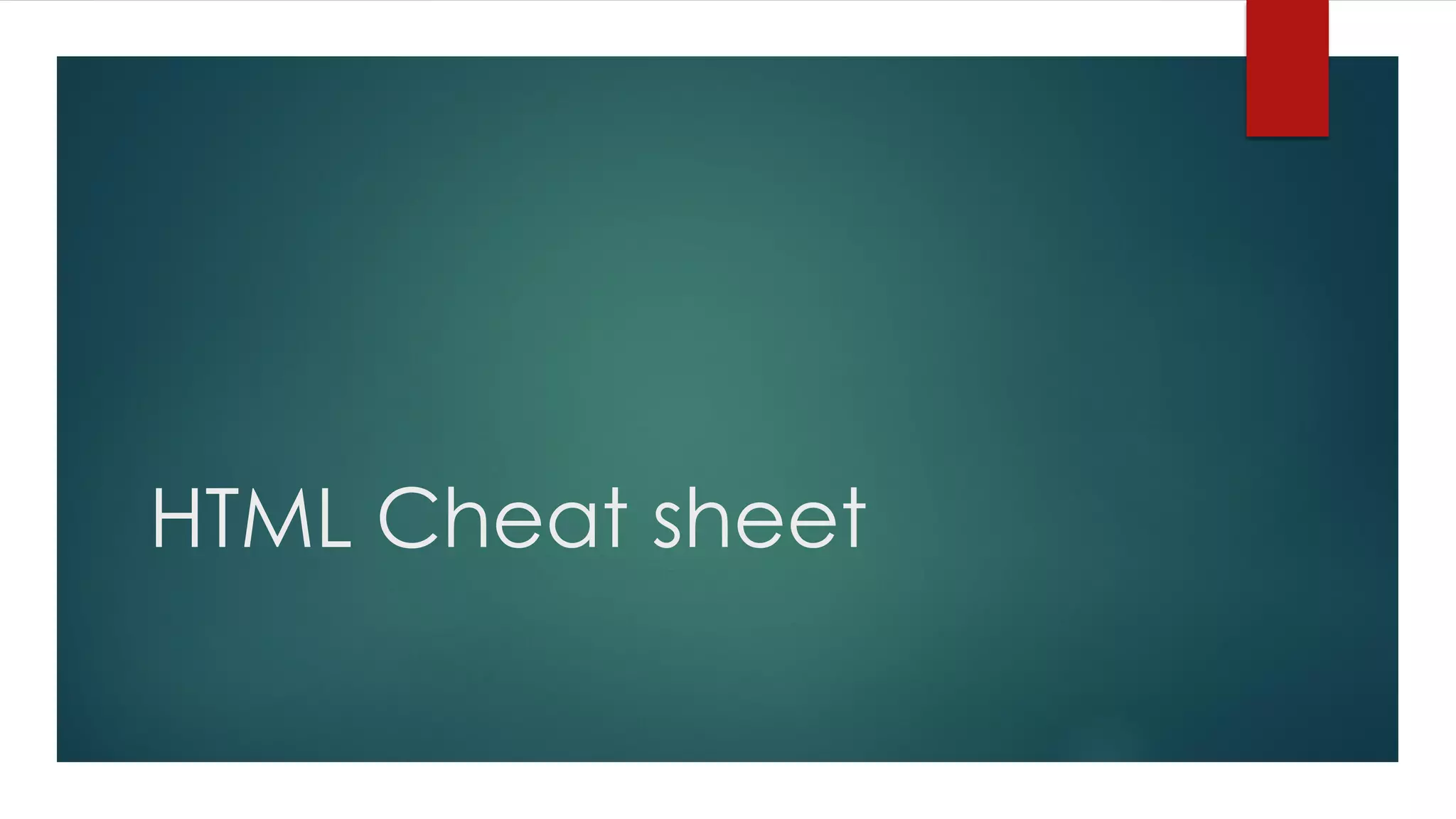Html5 Cheat Sheet Ppt