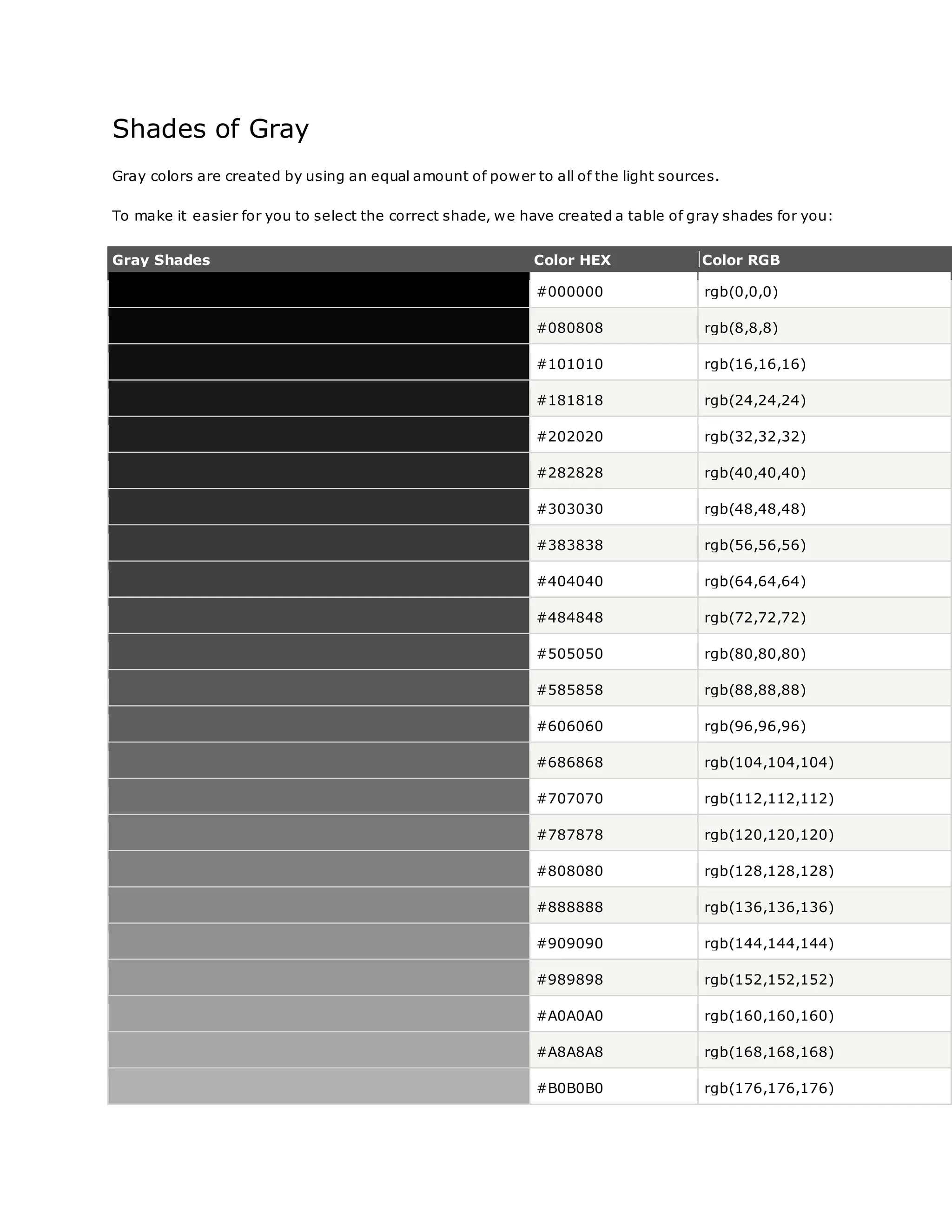 Html Color Codes Pdf