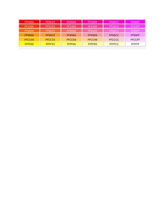 Html color codes | DOCX
