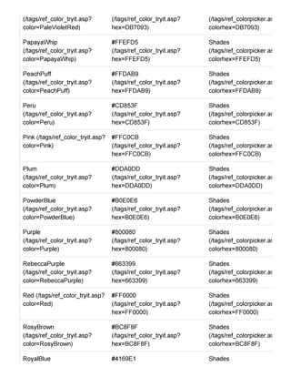 Html color names code | PDF