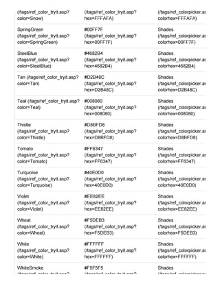Html color names code | PDF
