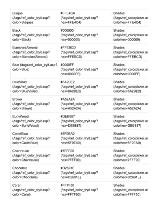 Html color names code | PDF