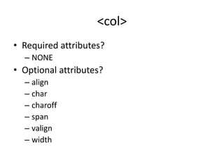 Html col tag jf | PPT