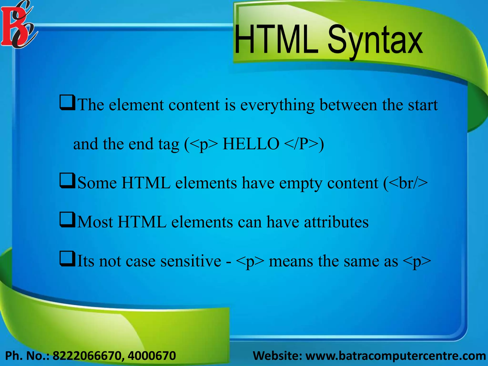 Html Css And Javascript Training Institute In Ambala Batra Computer Centre Ppt