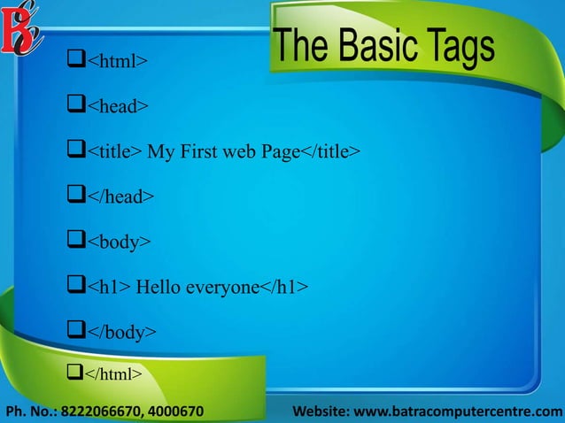 Html Css And Javascript Training Institute In Ambala Batra Computer Centre Ppt