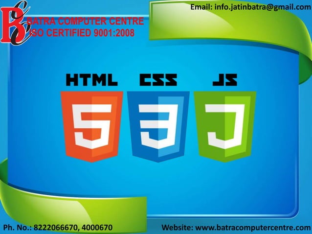 Html Css And Javascript Training Institute In Ambala Batra Computer Centre Ppt