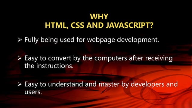 HTML, CSS And JAVASCRIPT! | PPTX | Web Design and HTML | Internet