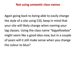 Html Css Mistakes | PPTX | Web Design and HTML | Internet