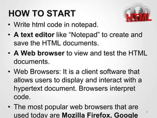 HYPER TEXT MARKUP LANGUAGE BASIC LESSONS | PPT