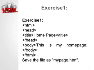 HYPER TEXT MARKUP LANGUAGE BASIC LESSONS | PPT